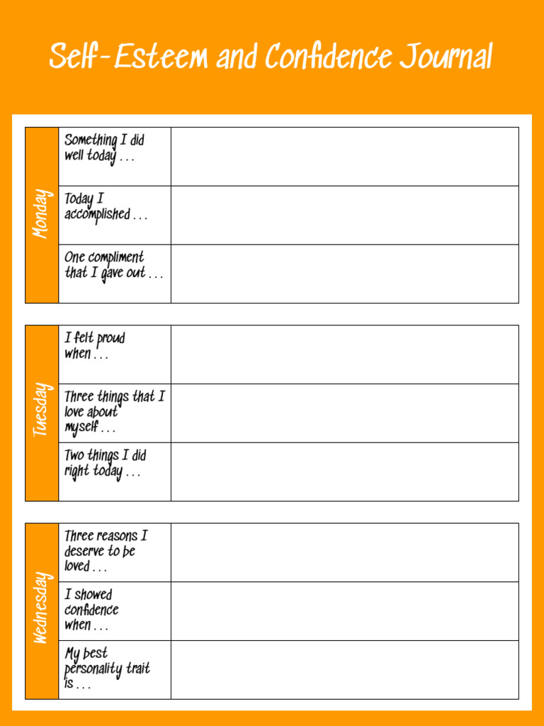 Self-Esteem and Confidence Journal | PDF