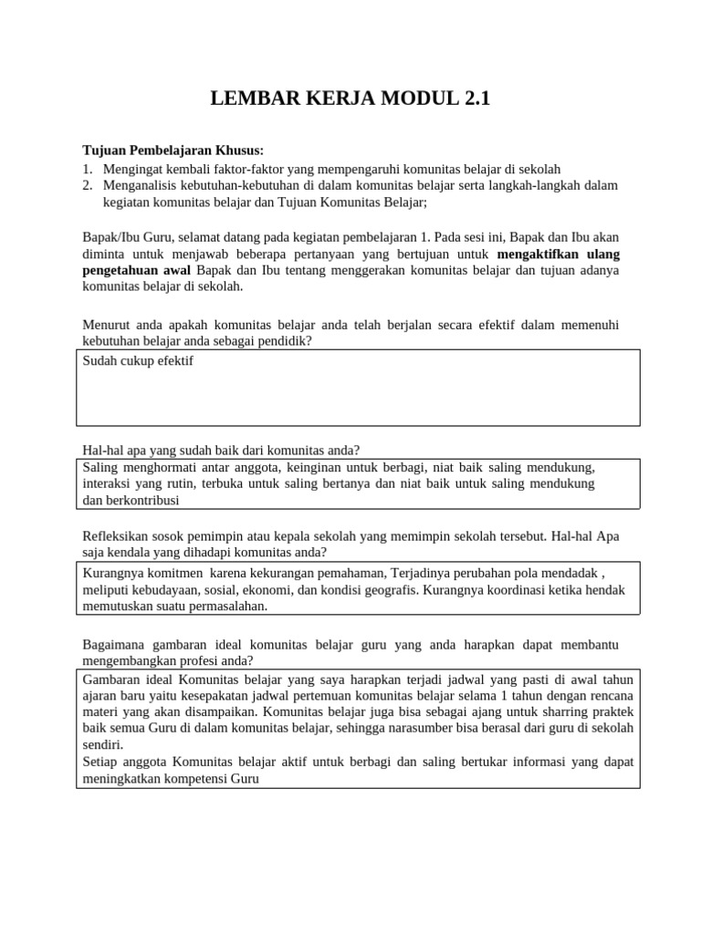 LEMBAR KERJA MODUL 2.1 | PDF