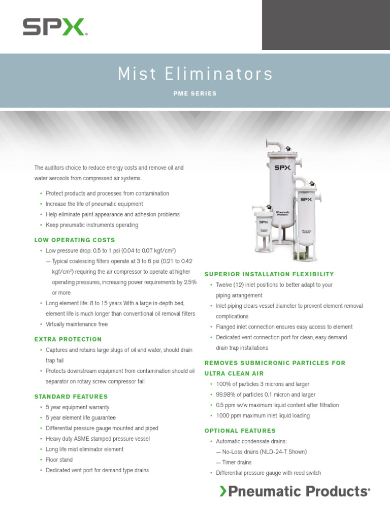 Pneumatic-Products-PME-Series | PDF | Aerosol | Filtration