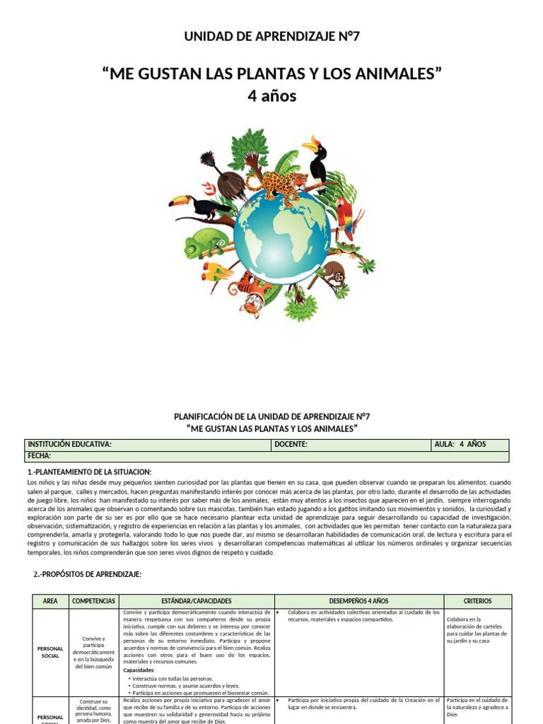 Proyecto de Animales y Plantas | PDF | Aprendizaje | Comunicación no verbal