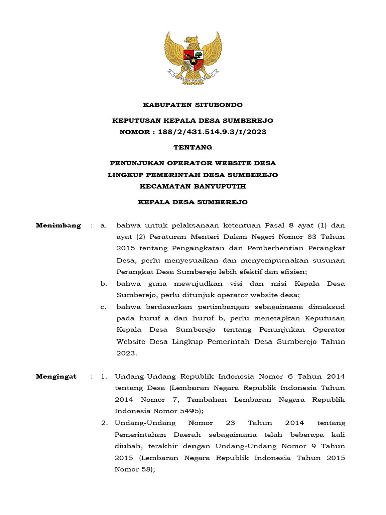 SK 02 2023 - Operator Web Desa | PDF