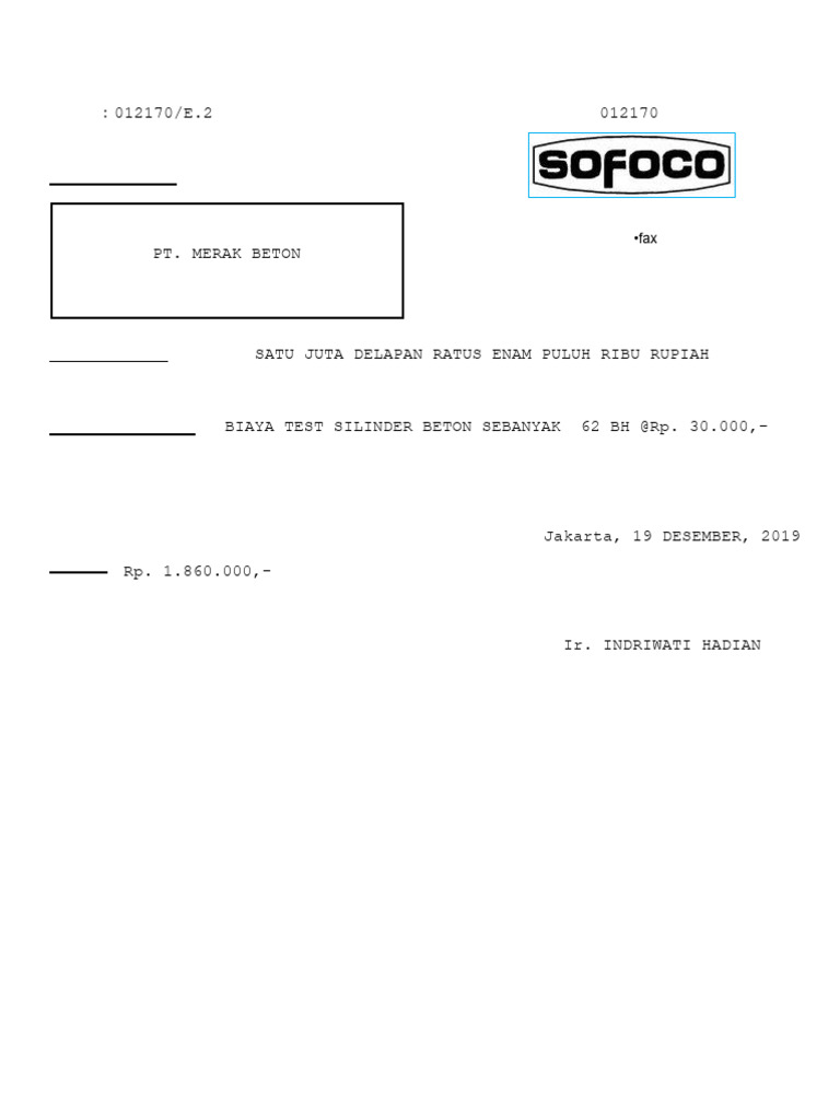 Kwitansi Sofoco Merak Beton 2 | PDF
