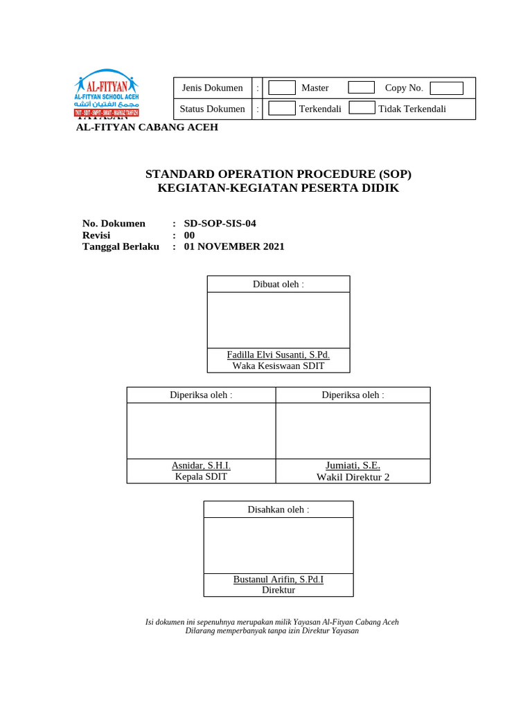 SOP KEGIATAN - Rev01 | PDF