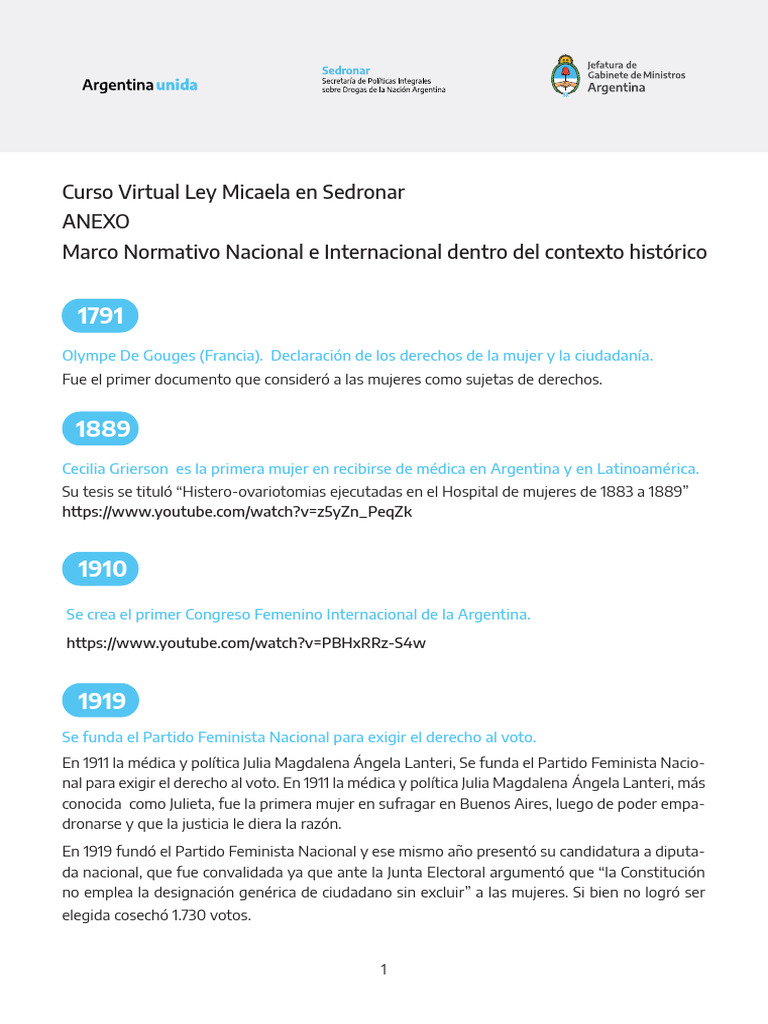 Ley Micaela - Anexo - Modulo 1 | PDF | Sufragio de las mujeres | Derechos humanos