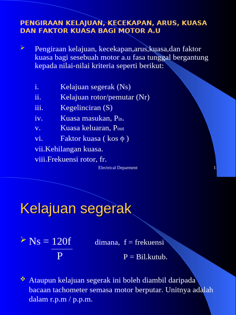 Kiraan Motor 1 Fasa | PDF