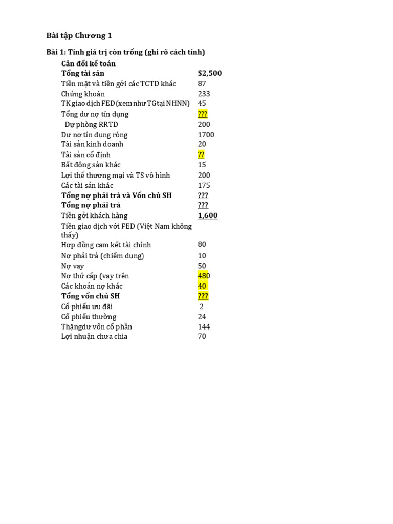 Bai Tap Chuong 1 | PDF