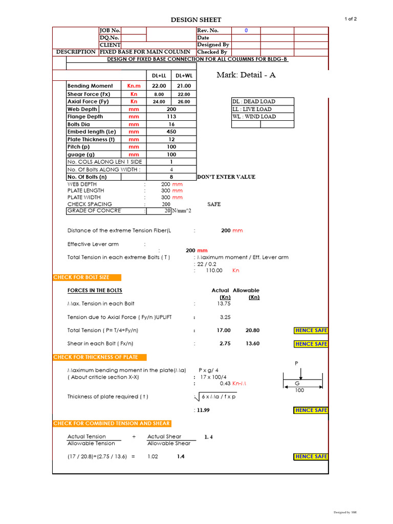 01. Base Plate Design | PDF | Structural Engineering | Mechanical Engineering