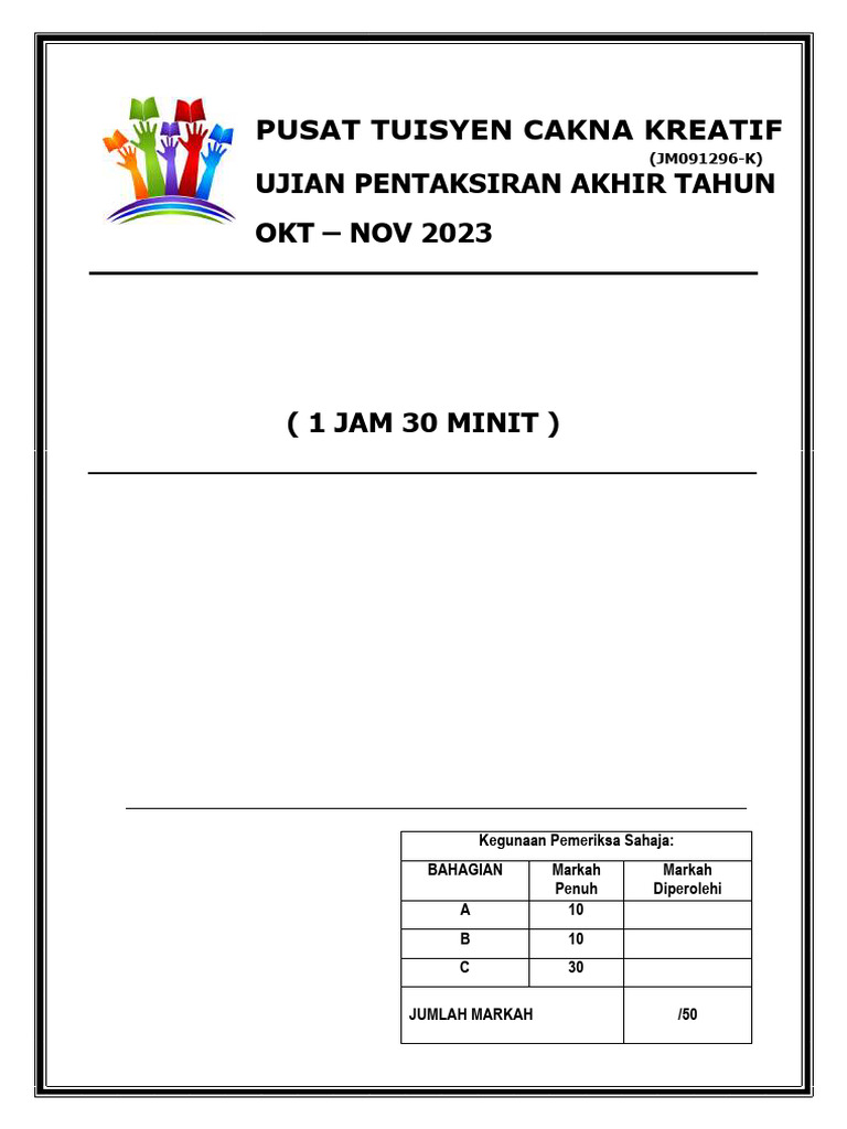 PTK FINAL OKT-NOV EXAM BM F3 2023 | PDF