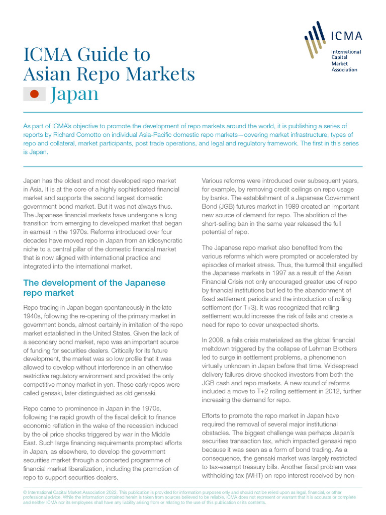 Japan's Evolving Repo Market | PDF | Repurchase Agreement | Securities (Finance)