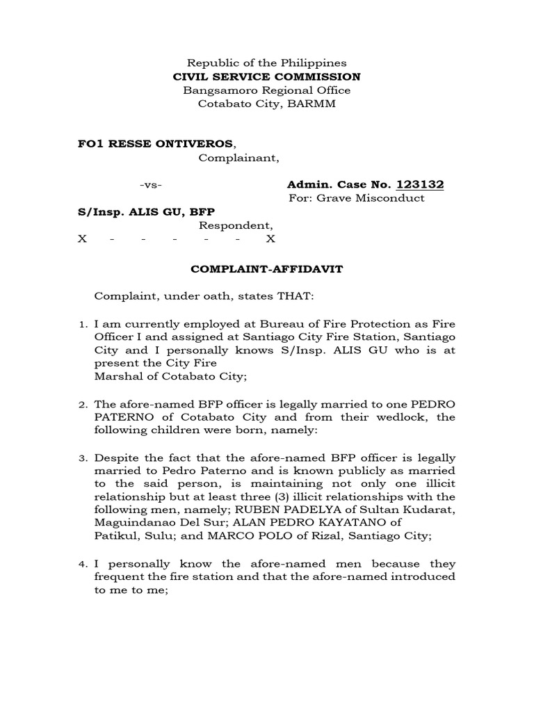 Unayan Complaint Affidavit CSC Bar 1 | PDF | Affidavit | Justice