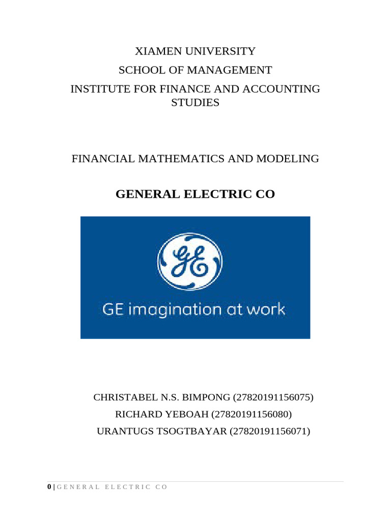 GE Company Valuation Analysis Report | PDF | Cost Of Capital ...