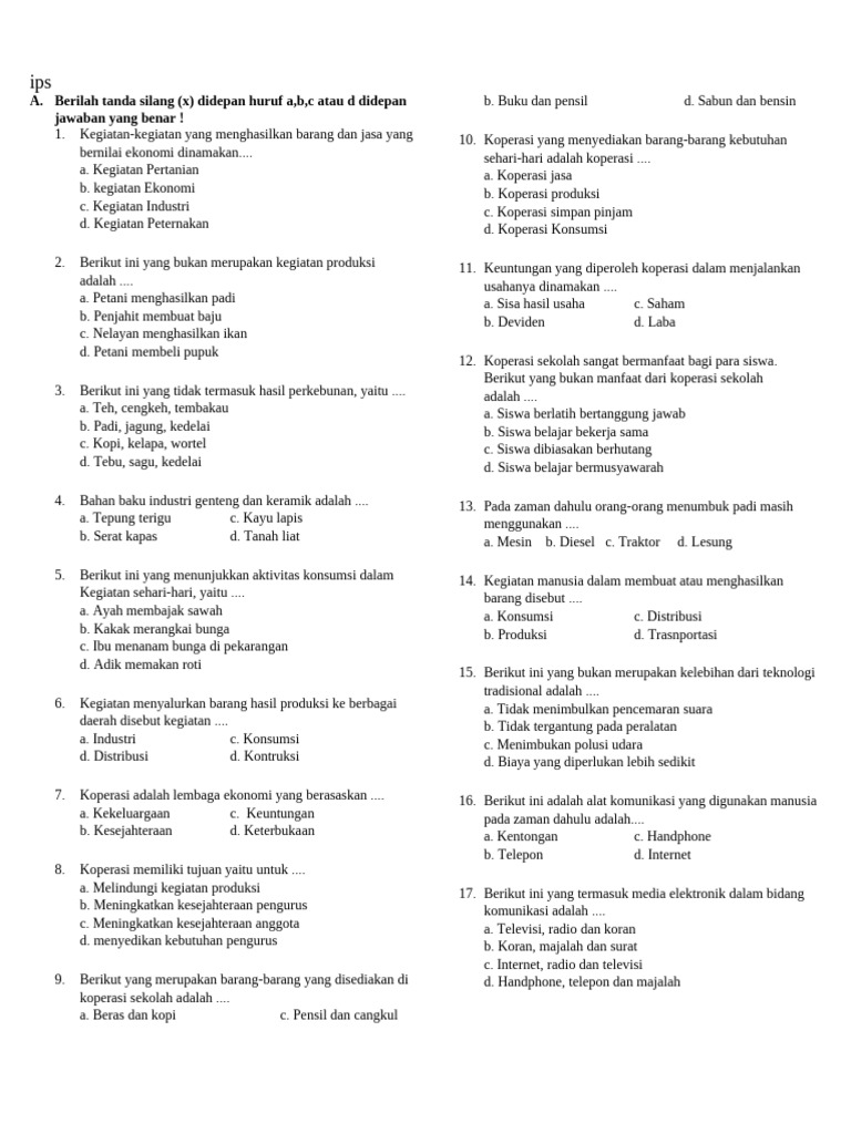 Soal PAT IPS Kelas 4 | PDF