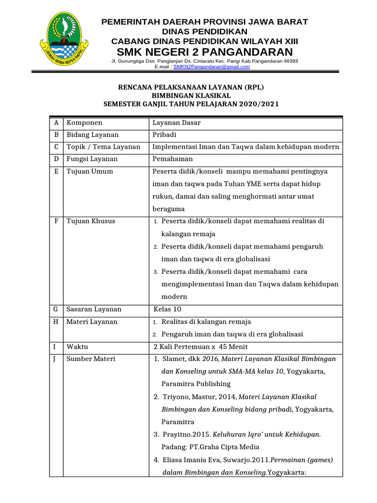 1. Rpl Implementasi Iman Dan Taqwa Di Kehidupan Modern (Ganjil) | PDF