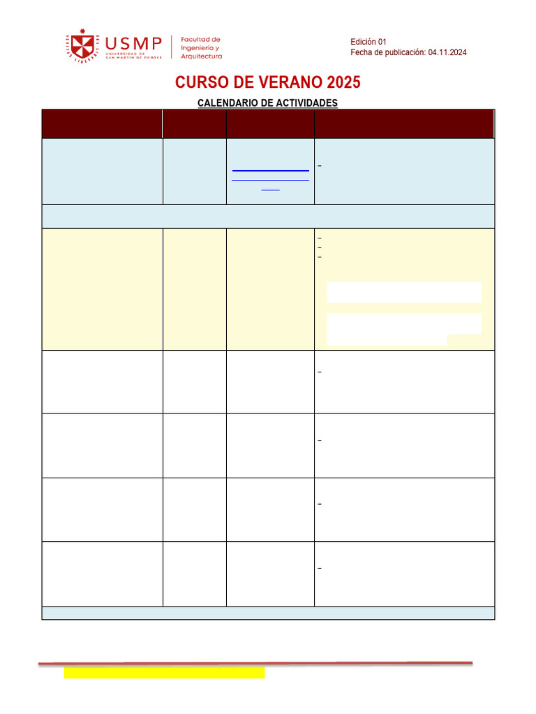 CALENDARIO-DE-ACTIVIDADES-CURSO-DE-VERANO-2025_EDICION-01 (1) | PDF