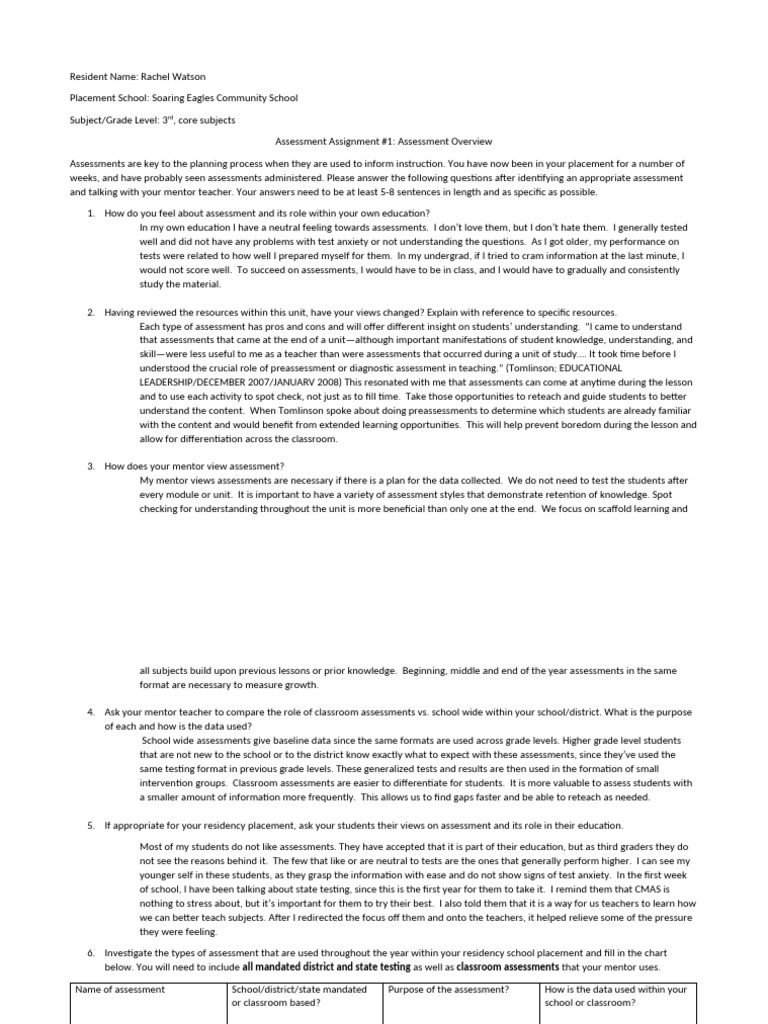 Assessment_Overview_Assignment_Template | PDF | Educational Assessment ...