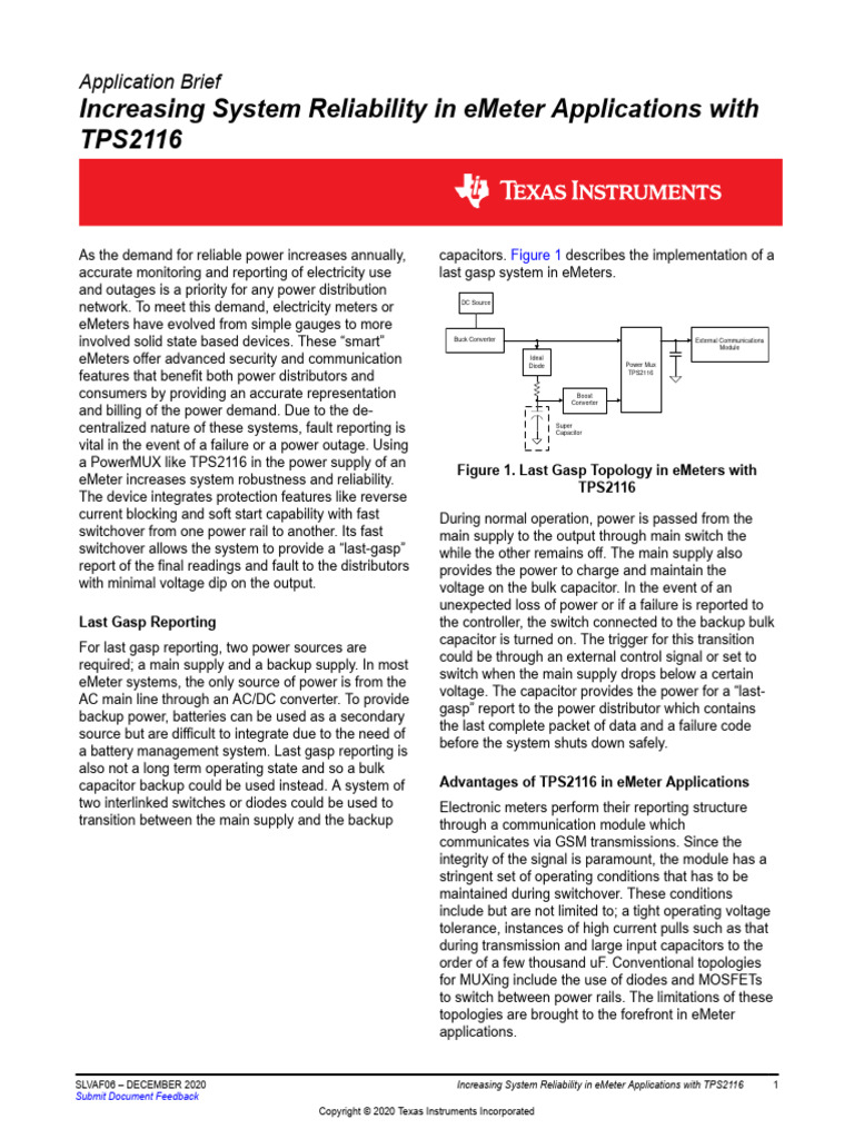 TPS2116 - Last Gasp Topology in Emeters With - Slvaf06 | PDF | Mosfet ...
