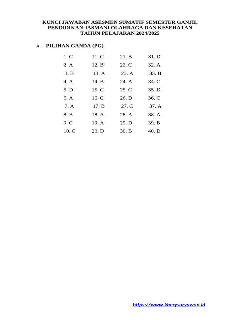 Assg Pjok Kelas 9 Kunci Jawaban | PDF