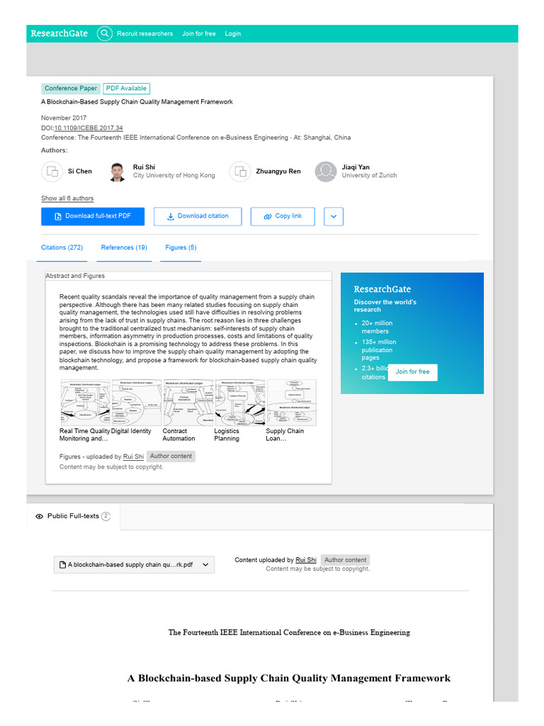 (PDF) A Blockchain-Based Supply Chain Quality Management Framework | PDF | Internet Of Things ...