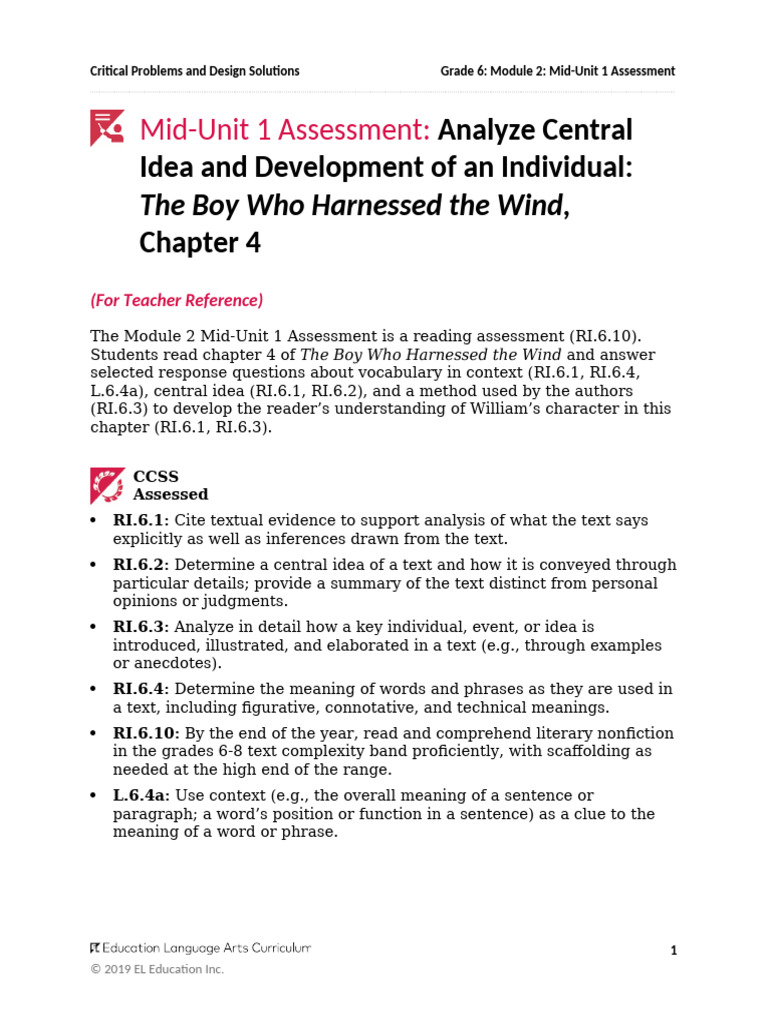 G6m2u1 Modulelessons Mid Unit 1 Assessment 0220 | PDF | Maize