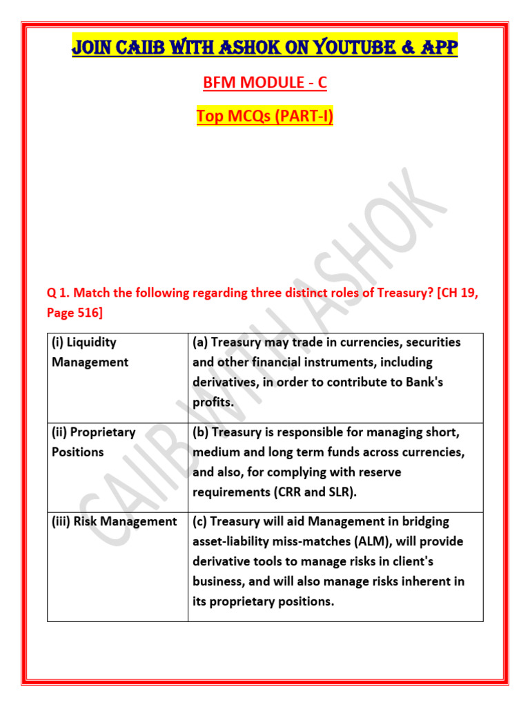 Module c - Mcqs [Part -1] 10 July 2024 (1) | PDF | Swap (Finance ...