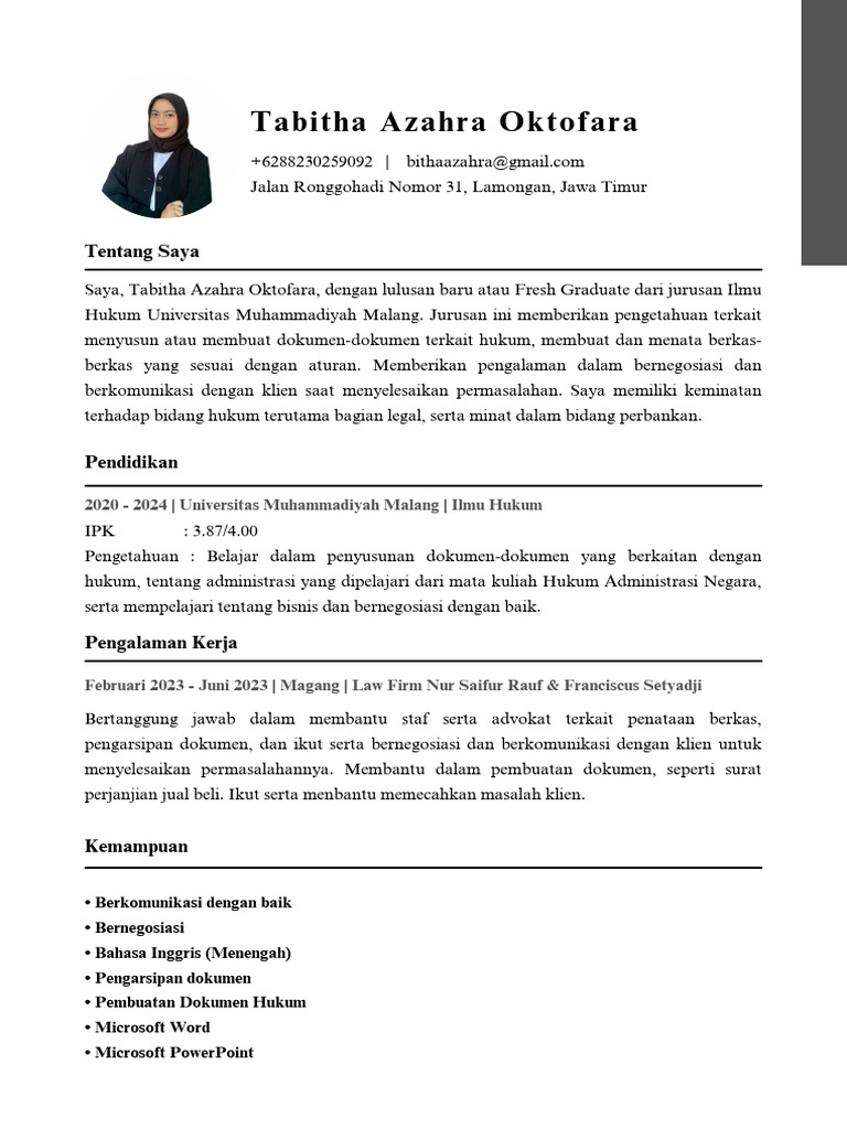 CV Tabitha Azahrao | PDF