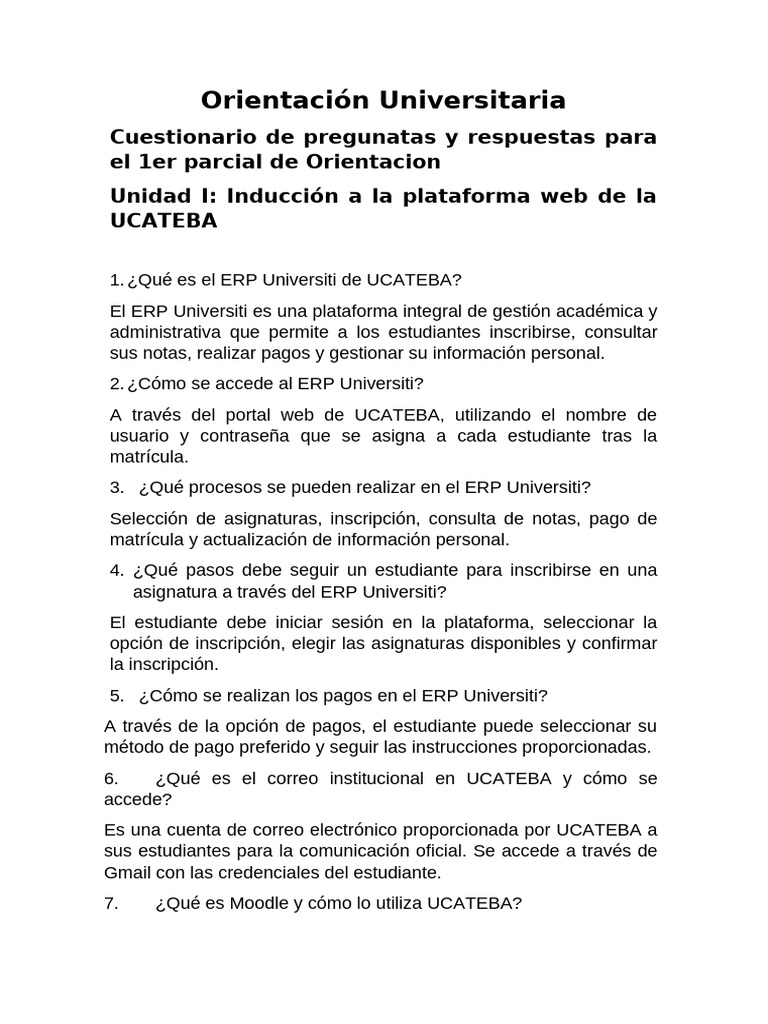 Guía del ERP Universiti en UCATEBA | PDF | Videotelefonía | Moodle