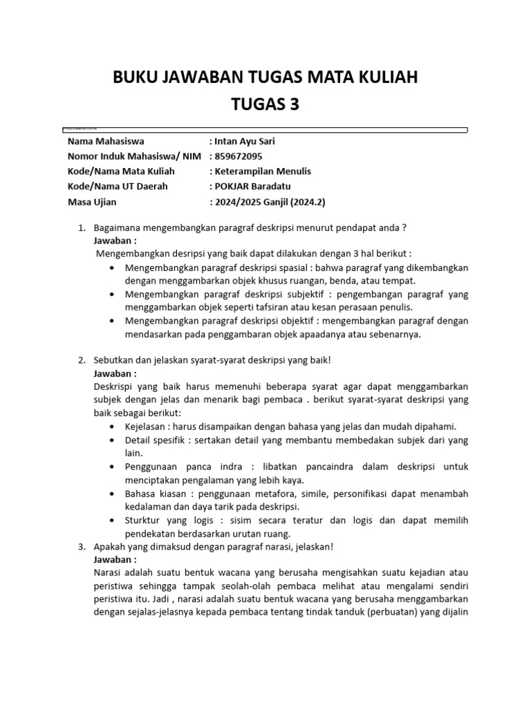 Tugas 3 Ket - Menulis | PDF