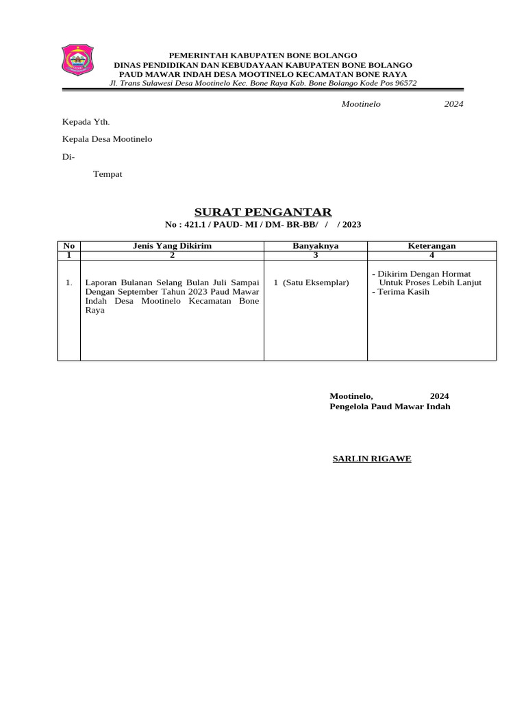 Surat Pengantar | PDF