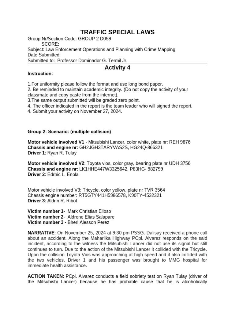 Group 2 D060 Activity 4 1 | PDF | Land Transport | Transport Safety