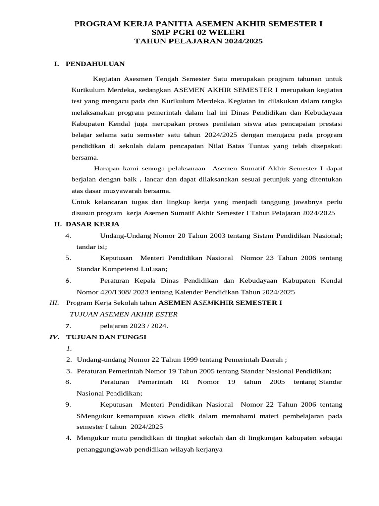 Proker ASAS PAS 1 2023 2024 I | PDF