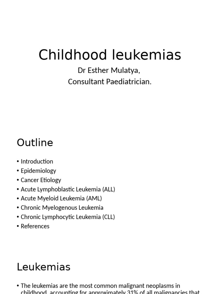Childhood Leukemias: Types and Epidemiology | PDF | Leukemia | Causes ...