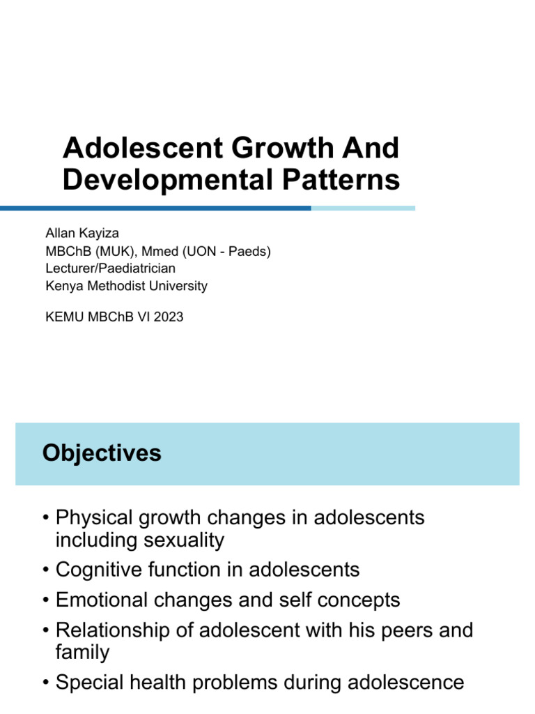 Adolescent Growth Patterns - KEMU YEAR VI | PDF | Adolescence | Puberty