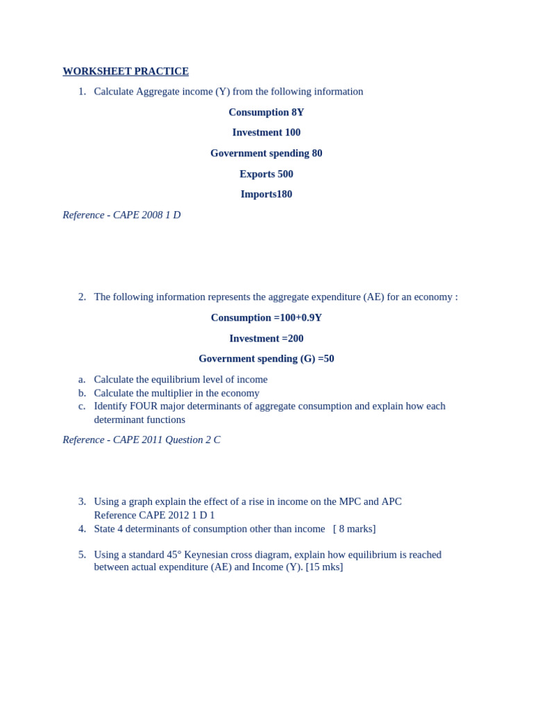 Worksheet Practice | PDF