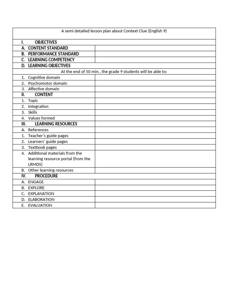 Semi Detailed LP Template | PDF