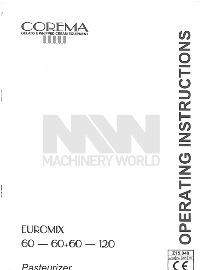 Corema EUROMIX 120 Pasteurizer | PDF