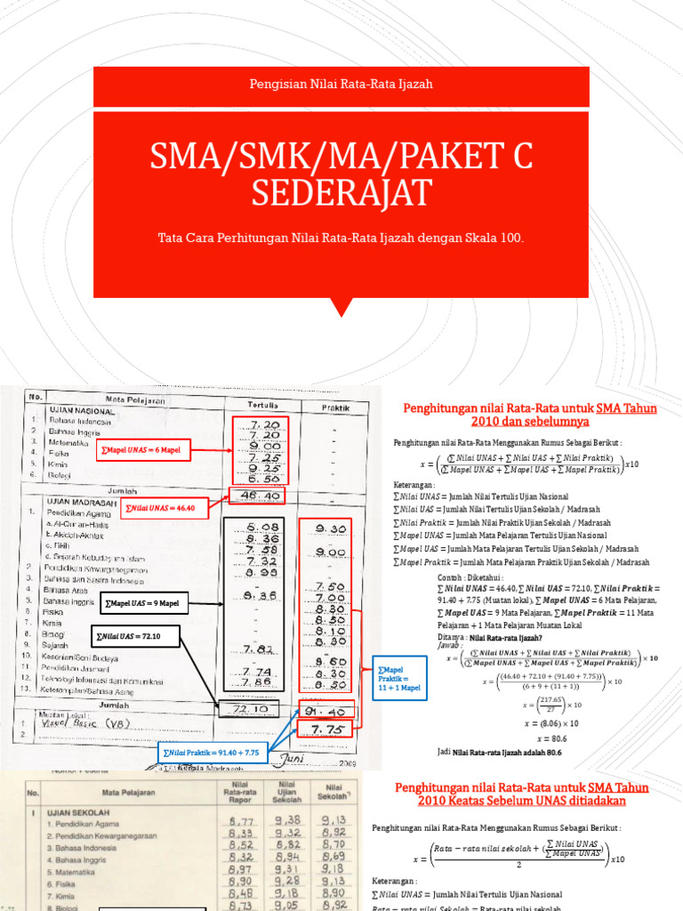 Cara Perhitungan Nilai SMA | PDF