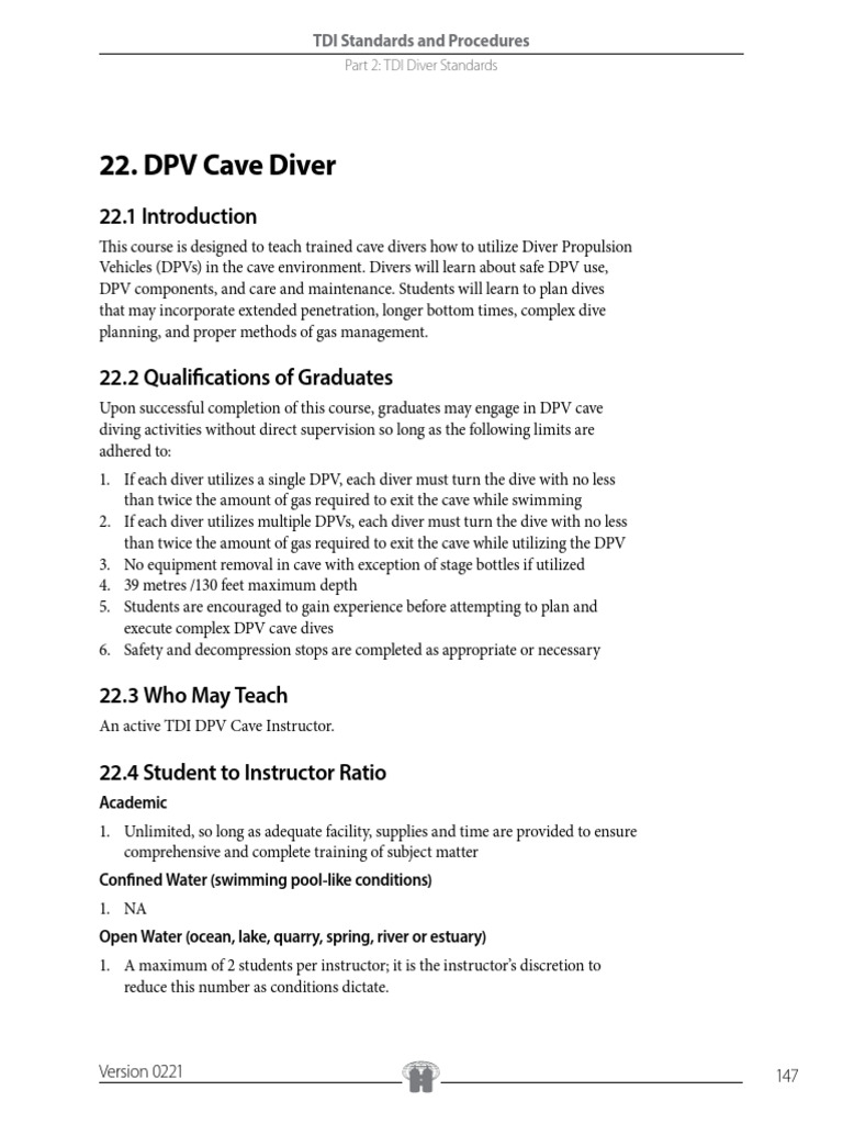 DPV Cave Diver Course Guide | PDF | Scuba Diving | Underwater Diving
