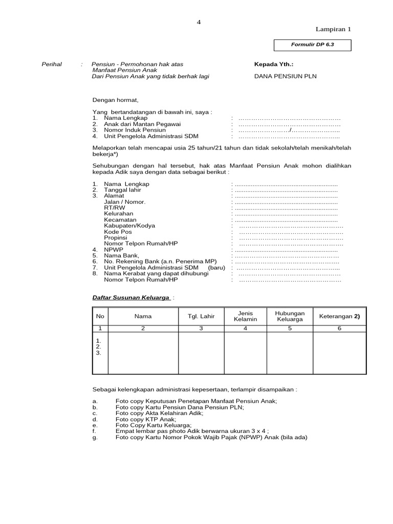 Form DP 6.3 Pens. | PDF