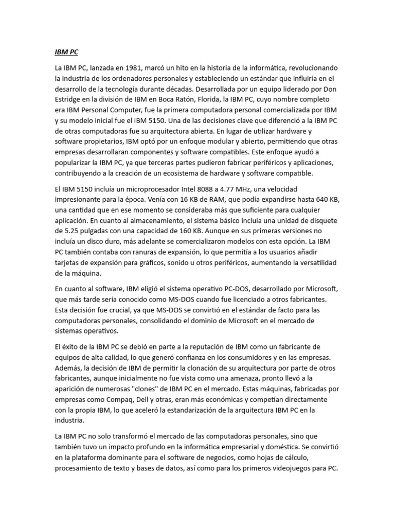 Cuartilla Ibm PC | PDF | Compatibles con PC Ibm | Ibm