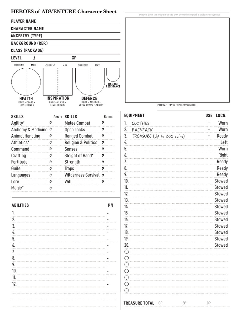 HoA Character Sheet v3 0 Fillable | PDF | Role Playing Video Games ...