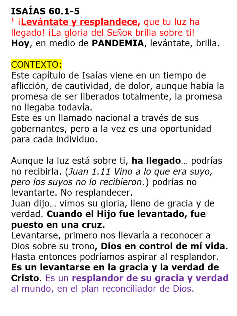 ISAIAS 60 Levantate y Resplandece | PDF | Cristo (título) | Amor