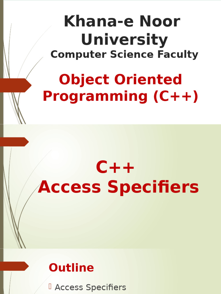 Access Specifiers in C++ | PDF