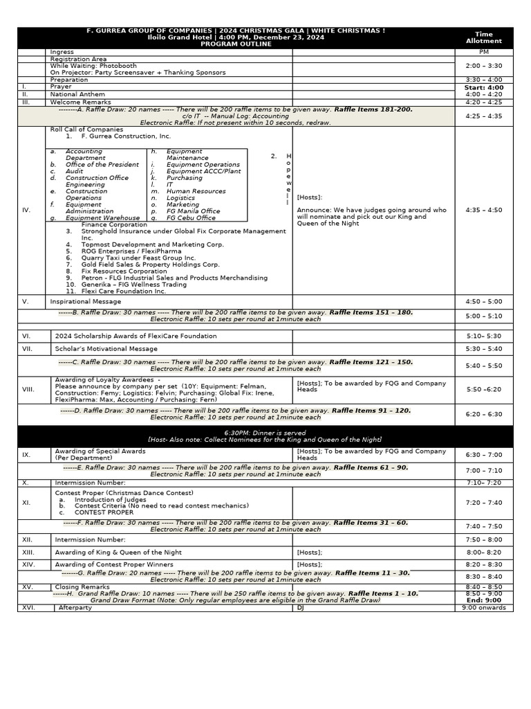 2024 Christmas Party Timeline | PDF