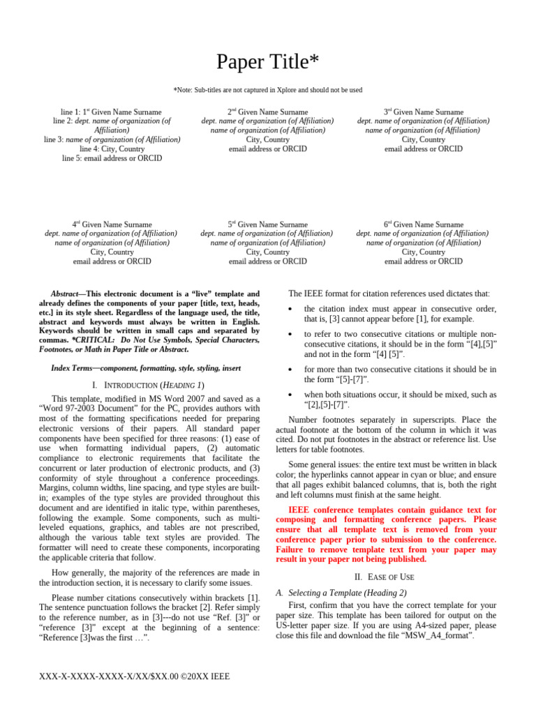 IEEE ICA ACCA Conf Template Word | PDF | Note (Typography ...