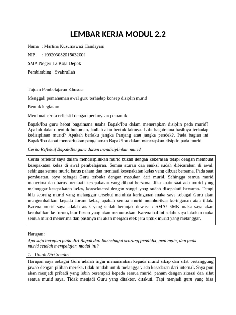 LEMBAR KERJA MODUL 2.2 | PDF