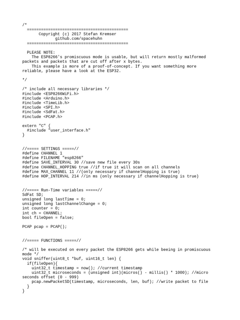 esp8266_pcap_sd.ino | PDF | Computer Engineering | Computer Programming