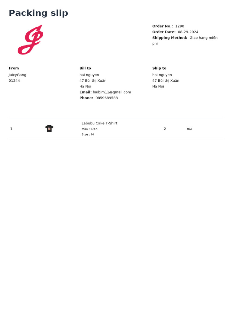 Packinglist 1290 | PDF