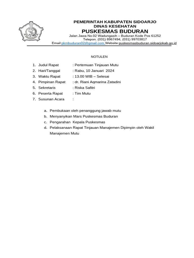 Notulen RTM TW 4 | PDF
