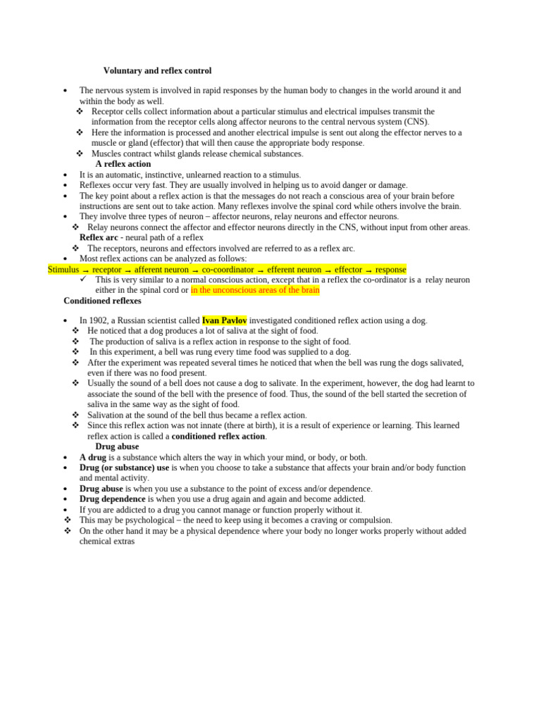 Reflex Action and Drug... | PDF | Heroin | Neuron