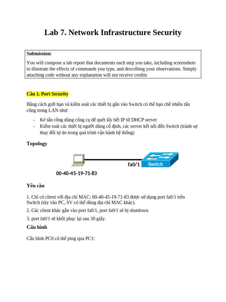 Lab 7. Network Infrastructure Security | PDF